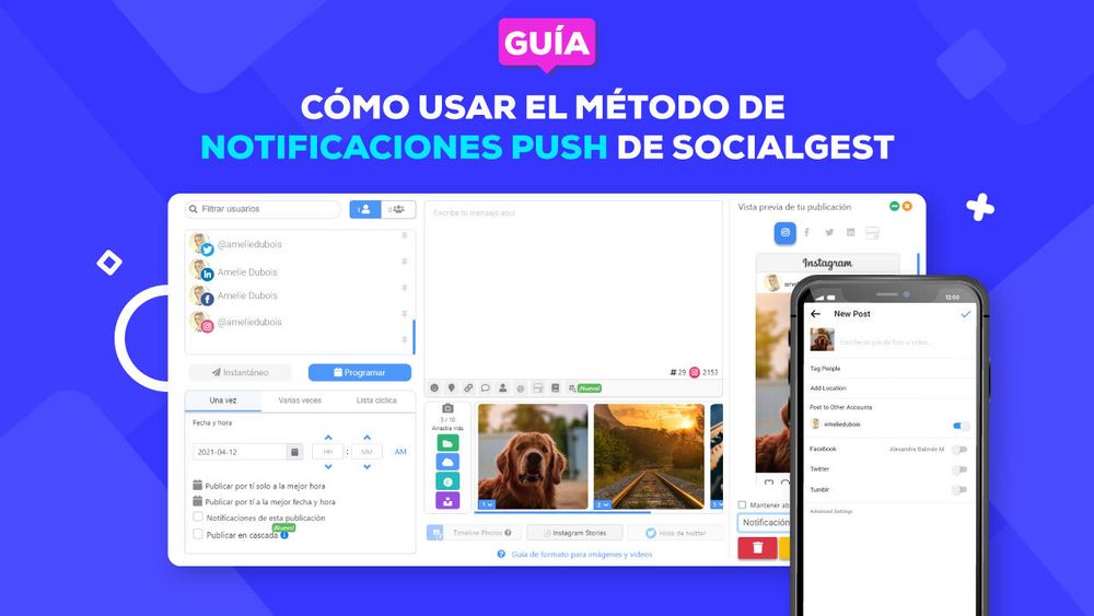Guía: Cómo usar el método de notificaciones push de SocialGest